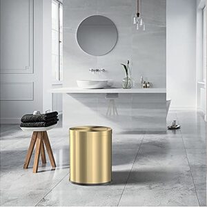 Huaqinglian Stainless Steel gold Trash can with Flipping Lid 4gallon Fingerprint-Proof Garbage cans Wastebasket Bin for Office Kitchen bothroom Living Room bedroom