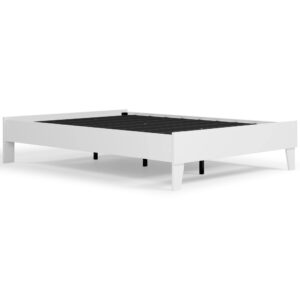 signature design by ashley piperton modern casual youth platform bed frame, full, white