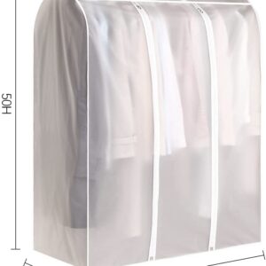 50'' Garment Bags for Hanging Clothes, Large Translucent Frosted Garment Rack Cover Bags Clothing Storage Bag with Zipper for Hanging Shirts, Coats, Dresses, Suits, Seal Closets to Protect Clothing