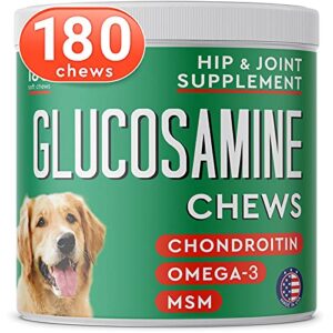 pawfectchew glucosamine dog treats for picky eaters - joint supplement w/chondroitin, msm, omega-3 - joint pain relief - advanced formula - chicken flavor - 180 ct - made in usa