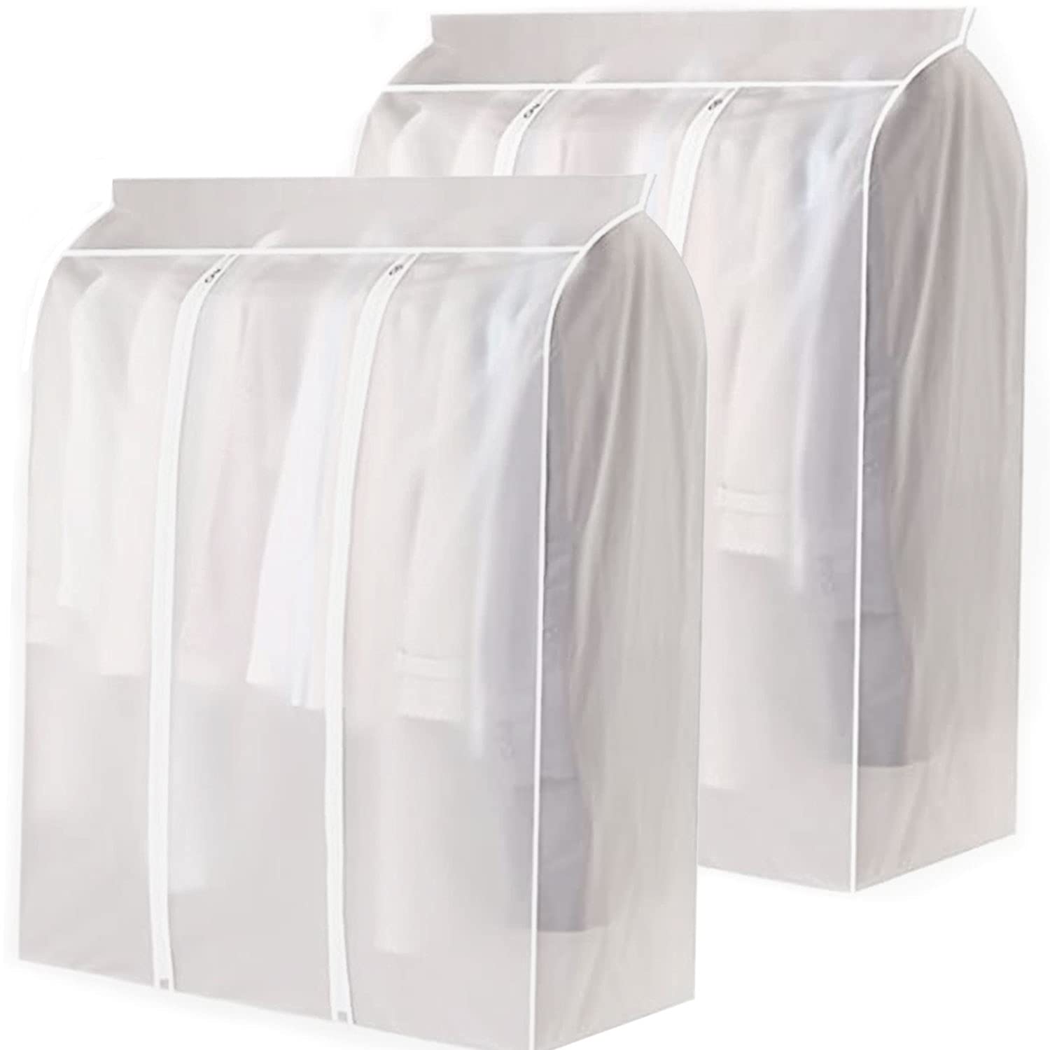 50'' Garment Bags for Hanging Clothes, Large Translucent Frosted Garment Rack Cover Bags Clothing Storage Bag with Zipper for Hanging Shirts, Coats, Dresses, Suits, Seal Closets to Protect Clothing