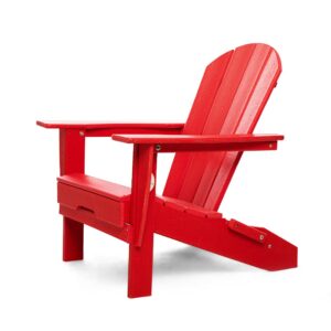 resinteak folding adirondack chair, all weather resistant, adult-size with 21 inch wide seat, resin hdpe recyclable plastic, foldable outdoor adirondack chairs, new heritage collection (red)