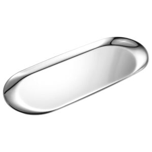 bidponds silver oval vanity tray, stainless steel jewelry tray, bathroom tray, makeup cosmetic trays,towel napkin tray,storage organizer,11.8 x 4.8 inches (l*w), large