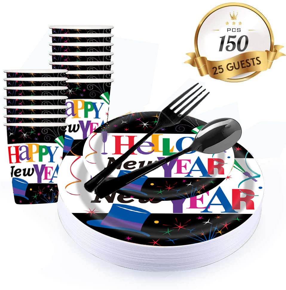 Halloween Party Paper Plate Tableware Set - Witch Party Plates with Tablecloths Serve 25, Trick or Treat Halloween Plates and Cups and Napkins sets, Perfect for Kids School, Office Party Decoration