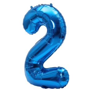 YPSelected 32 Inch Large Foil Helium Number Balloon Birthday Wedding Party 0-9 (Blue, 2)