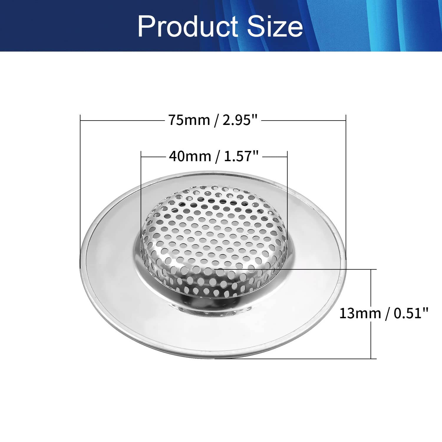 Juvielich Stainless Steel Sink Strainer-2.95" Diameter Rim Mesh Strainer Coarse Mesh Perfect for Kitchen Sink/Bathroom Bathtub Wash basin Floor drain balcony Drain Hole Hair Catcher 6Pcs