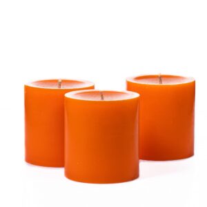 richland set of 3 orange pillar candles 3" x 3" unscented for weddings home holidays relaxation spa church…