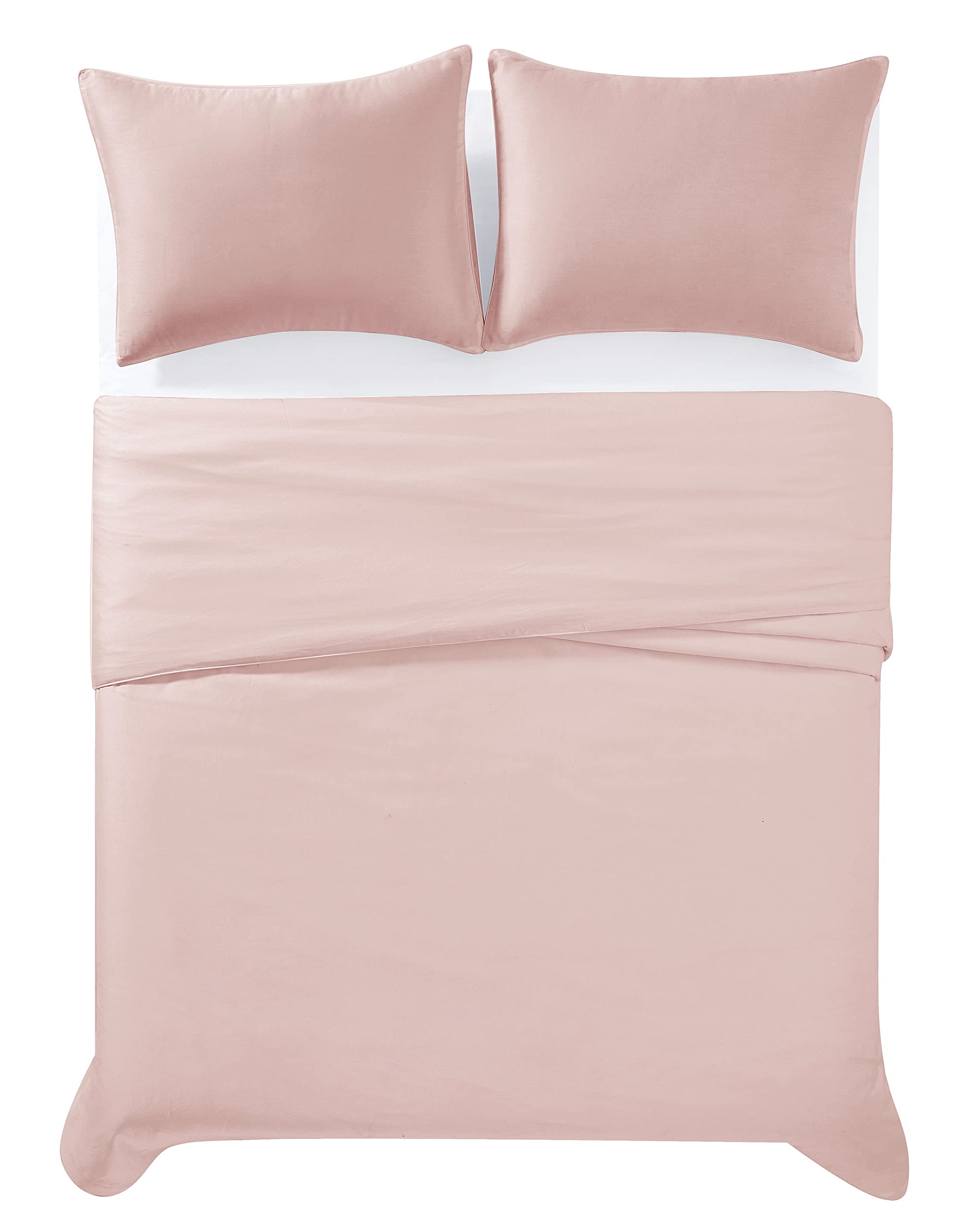 Christian Siriano NY - 300 TC Twin 2 Piece Duvet and Pillowcase Set - Cotton Sateen Collection - Blush