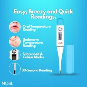 MOBI Digital Health Thermometer Oral, Underarm & Rectal, Thermometer for Adults, Oral Thermometer for Fever, Rectum Armpit Reading Thermometer for Baby Kids and Adult, 3 Pack