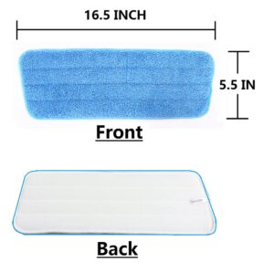 YOQXHY 10 Pack Spray Mop Replacement Pads, (16.5x5.5 Inch) Microfiber Wet Dry Floor Mops Refills Reusable for Home & Commercial,(Blue)