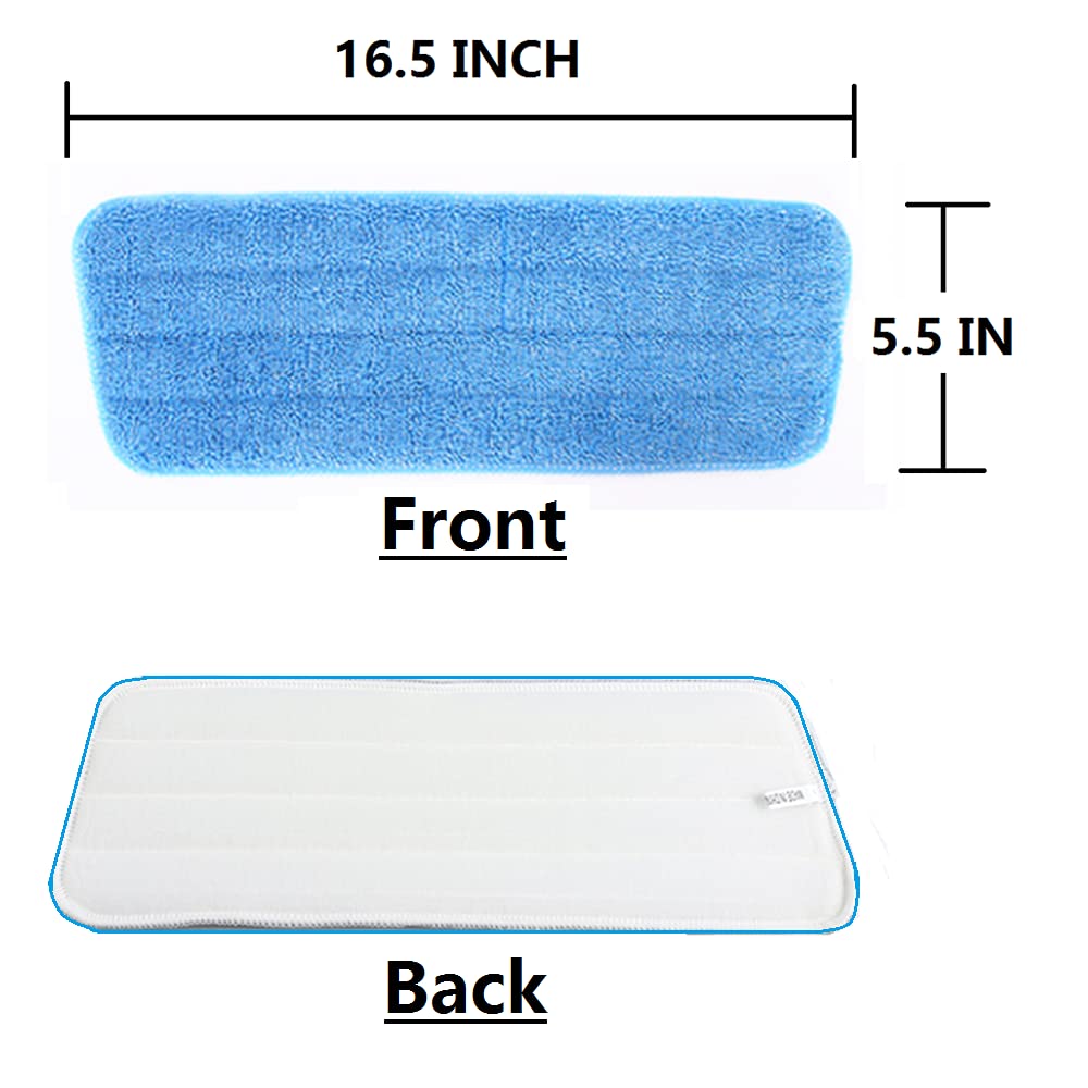 YOQXHY 10 Pack Spray Mop Replacement Pads, (16.5x5.5 Inch) Microfiber Wet Dry Floor Mops Refills Reusable for Home & Commercial,(Blue)