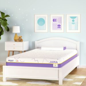 mlily 7 inch twin mattress for kids, memory foam bunk bed mattress with mattress protector in a box made in usa certipur-us certified, medium firm trundle cooling gel mattress, purple