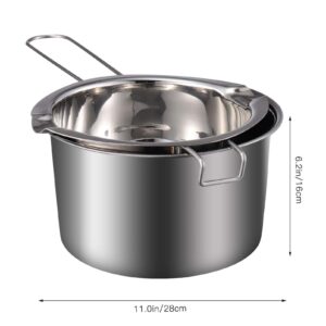 1 Set Double Boiler Pot Stainless Steel Water Boiling Melting Pot with Dual Pour Spout for Candle Butter Chocolate Cheese Caramel 600ml