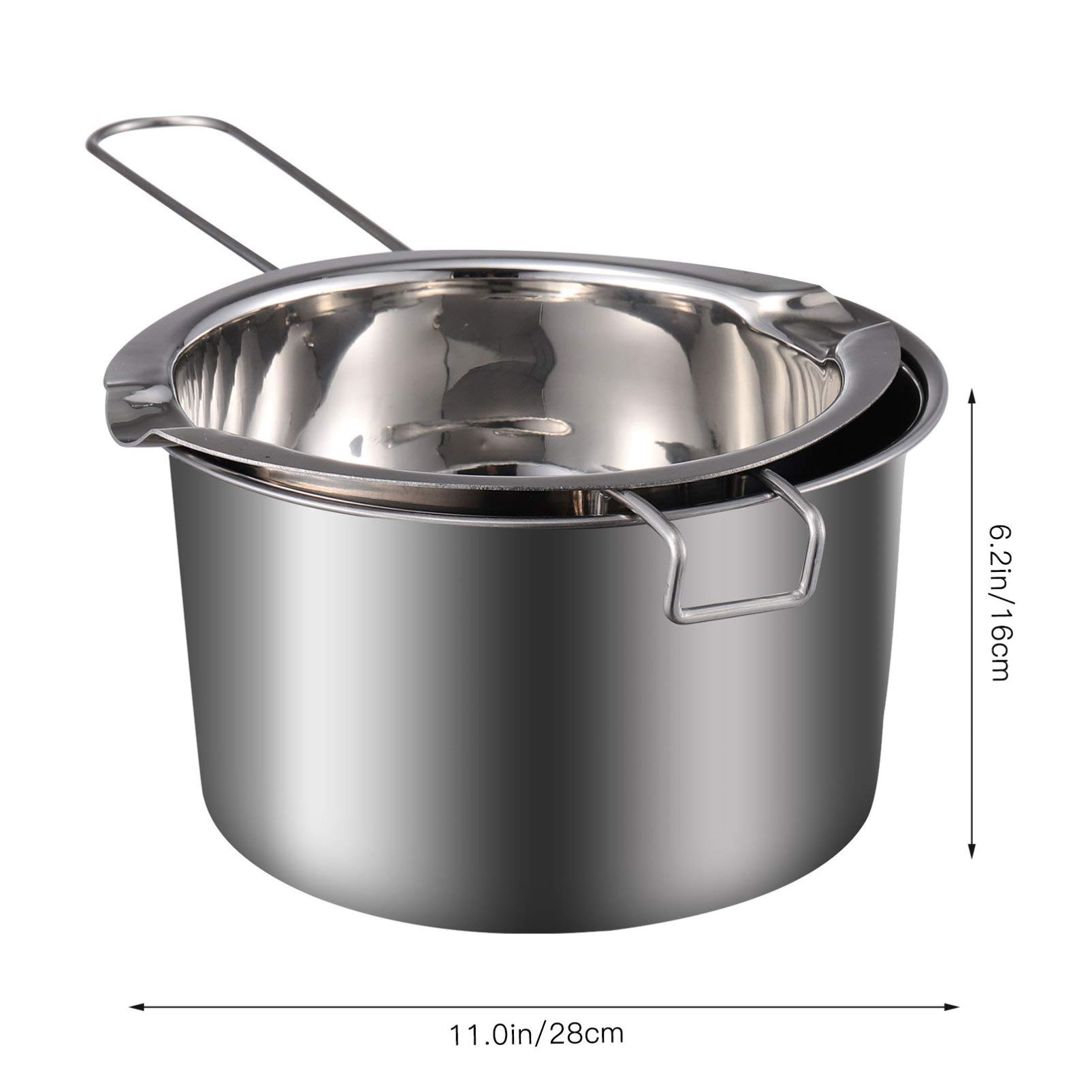 1 Set Double Boiler Pot Stainless Steel Water Boiling Melting Pot with Dual Pour Spout for Candle Butter Chocolate Cheese Caramel 600ml