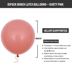 Dusty Pink 18 Inch Big Balloons 18in Dusty Rose Latex Balloons for Baby Shower Birthday Party Decorations 10pcs