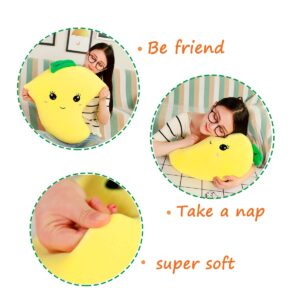 BABOLI Cuddly Mango Plush Toy Pillow Adorable Soft Fruit Stuffed Animal with Smile Face and Cute Expression Pretty Sweet Gifts for Kids Boys and Girls Present for Birthday or Party 17.7 Inches