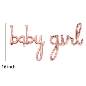 Tellpet Baby Girl Balloons, Baby Shower Decorations for Girl, Rose Gold Girl Letter Balloon Banner