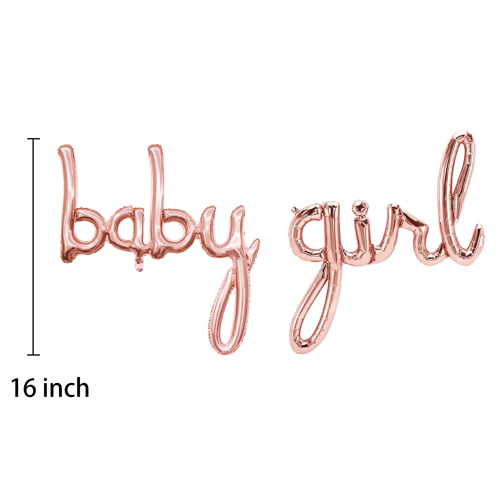 Tellpet Baby Girl Balloons, Baby Shower Decorations for Girl, Rose Gold Girl Letter Balloon Banner