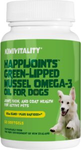 kiwivitality happijoints green-lipped mussel omega-3 oil for dogs (60 softgels)