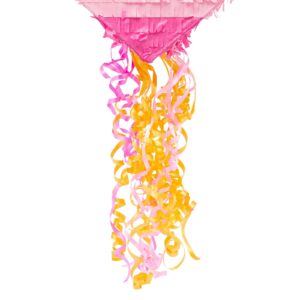 Sparkle and Bash Pink Pull String Heart Pinata for Girls Birthday Party Decorations, Pink and Gold Ombre Design, Small, 16 x 13 x 3 In