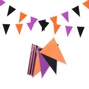 Black Orange Purple Halloween Party-Decorations Banner,2 Pack Graduation 2024 Birthday Baby Shower Streamers Garland Decor Glitter Paper Triangle Pennant Flags Bunting Lasting Surprise