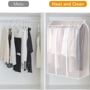 50'' Garment Bags for Hanging Clothes, Large Translucent Frosted Garment Rack Cover Bags Clothing Storage Bag with Zipper for Hanging Shirts, Coats, Dresses, Suits, Seal Closets to Protect Clothing