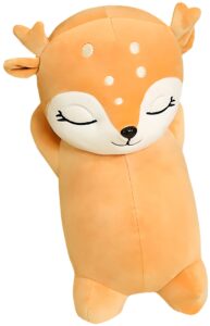 wuzhou cute deer plush toys, soft reindeer pillow toys, elk deer figurine dolls, stuffed animals plushie decor, christmas birthday gifts for kids girls boys (tilting her head,17.7in)