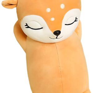 WUZHOU Cute Deer Plush Toys, Soft Reindeer Pillow Toys, Elk Deer Figurine Dolls, Stuffed Animals Plushie Decor, Christmas Birthday Gifts for Kids Girls Boys (Tilting her Head,17.7in)