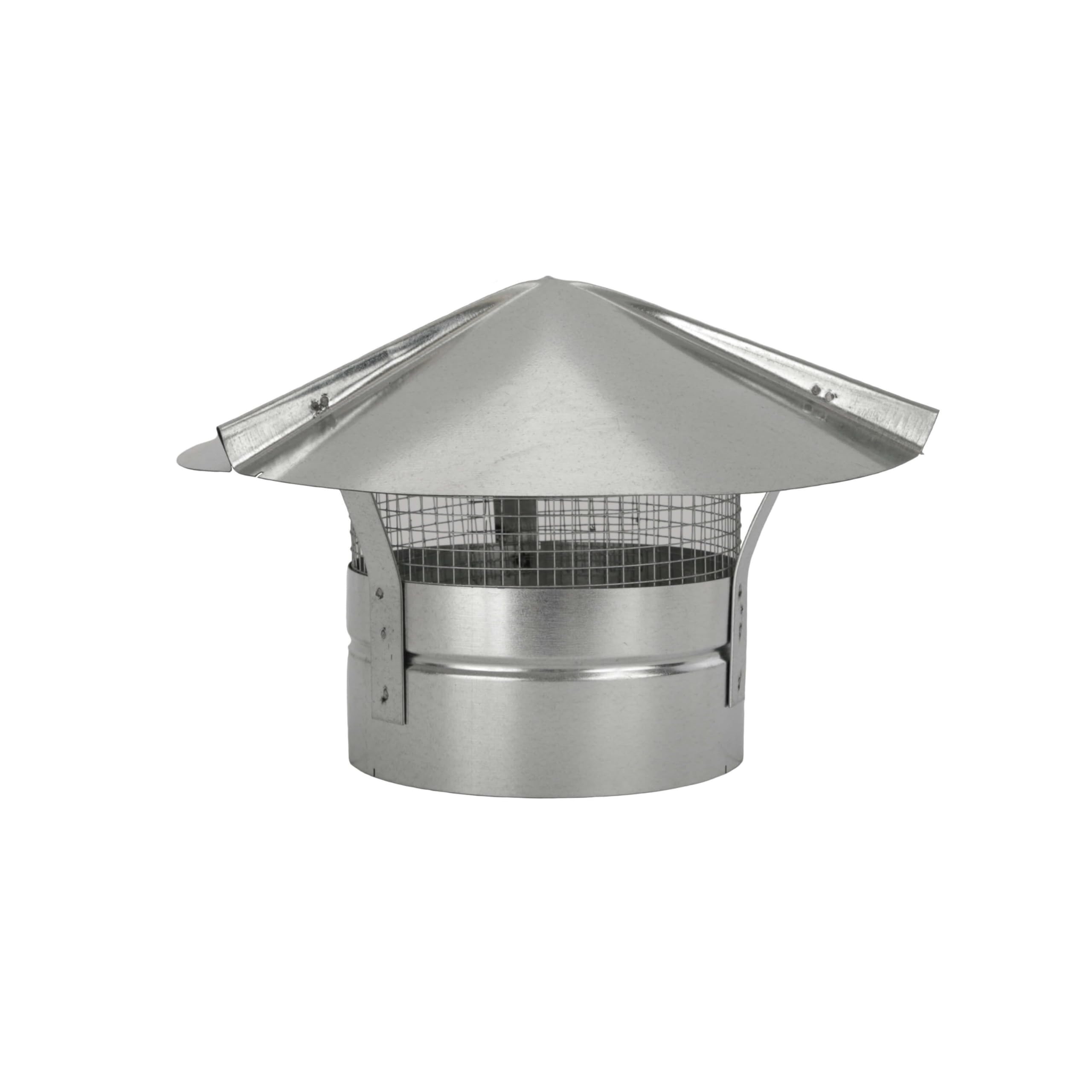 Cone Top Chimney Cap with Screen (8 Inch), Silver