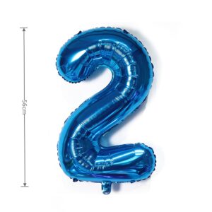 YPSelected 32 Inch Large Foil Helium Number Balloon Birthday Wedding Party 0-9 (Blue, 2)