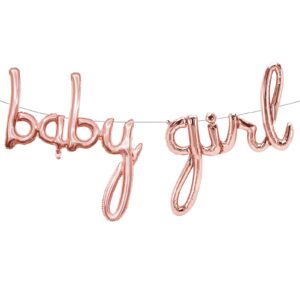 tellpet baby girl balloons, baby shower decorations for girl, rose gold girl letter balloon banner