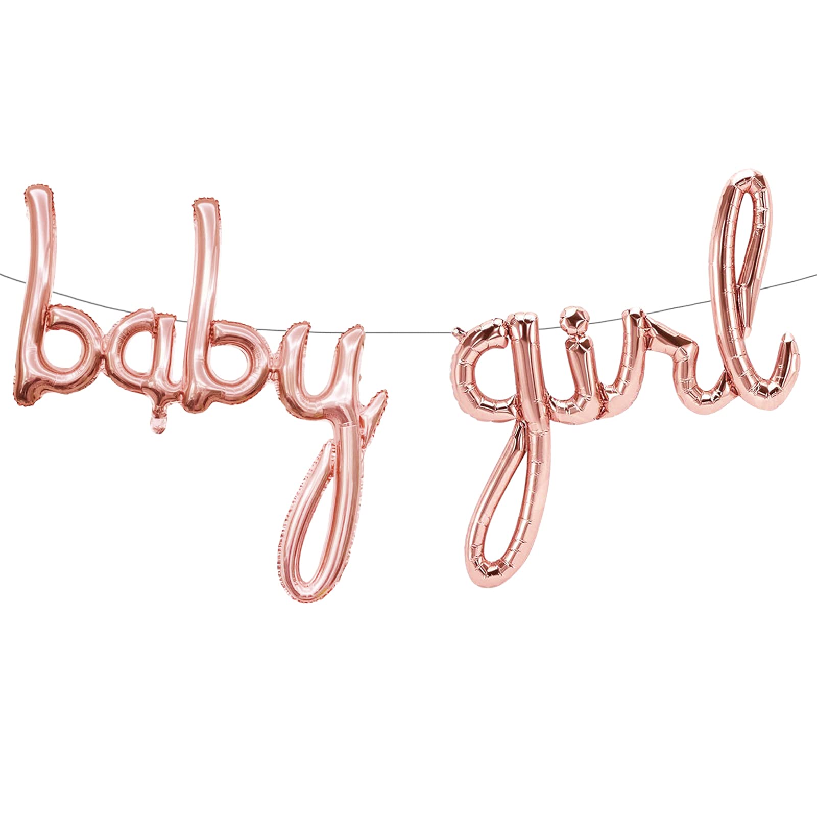 Tellpet Baby Girl Balloons, Baby Shower Decorations for Girl, Rose Gold Girl Letter Balloon Banner