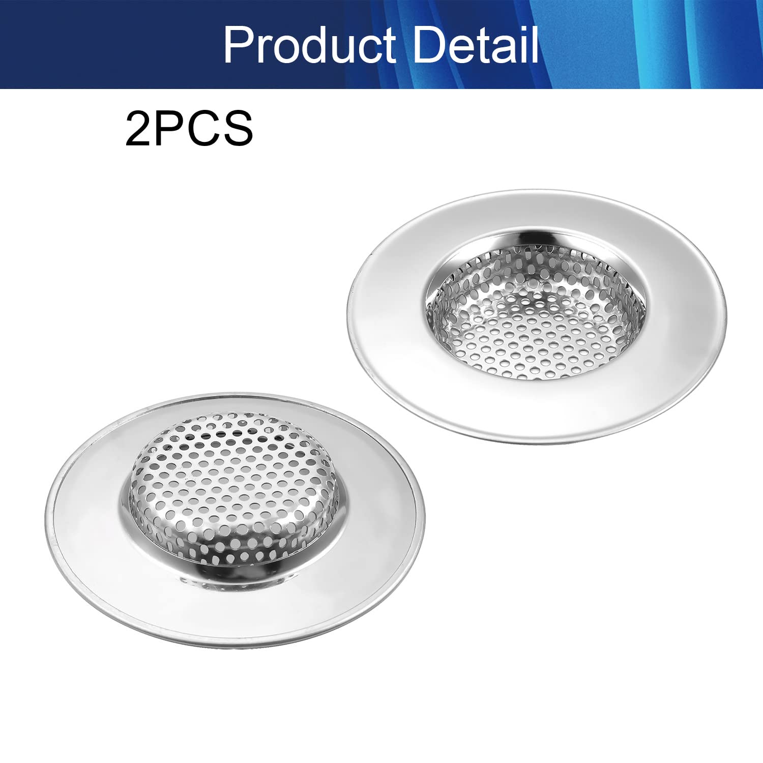 Juvielich Stainless Steel Sink Strainer-2.95" Diameter Rim Mesh Strainer Coarse Mesh Perfect for Kitchen Sink/Bathroom Bathtub Wash basin Floor drain balcony Drain Hole Hair Catcher 2Pcs