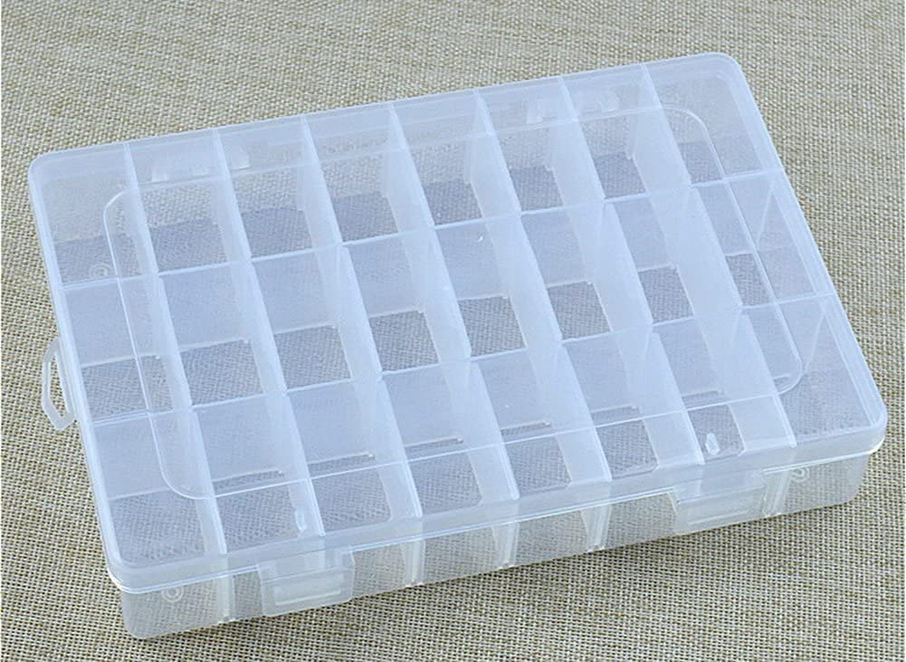 XINRONGMAOYI 24 Grids Beads Container, Jewelry Storage Box Gems Organizer Clear with Lids Adjustable Painting Diamond Storage Case for Plant Seeds