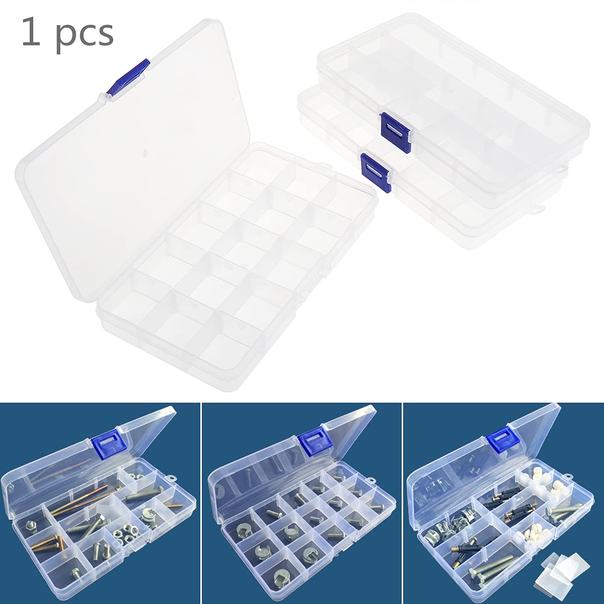 OriGlam 17cm x 8cm Clear Visible Plastic Box, Storage Box Case Container Organizer (17cm x 8cm)