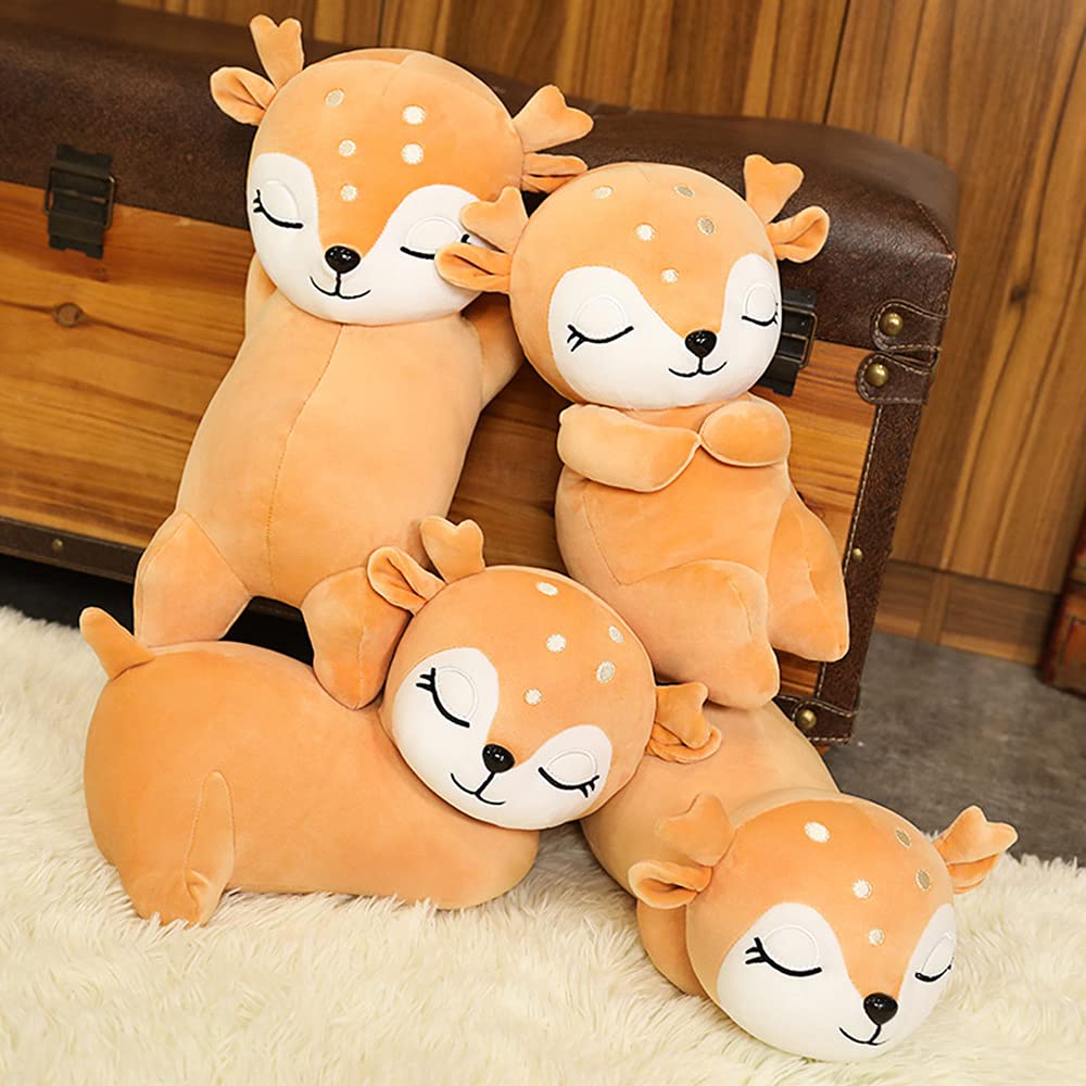 WUZHOU Cute Deer Plush Toys, Soft Reindeer Pillow Toys, Elk Deer Figurine Dolls, Stuffed Animals Plushie Decor, Christmas Birthday Gifts for Kids Girls Boys (Tilting her Head,17.7in)