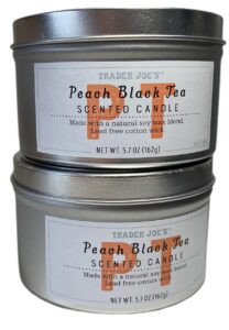 trader joe's peach black tea scented candle, 5.7 oz (pack of 2)