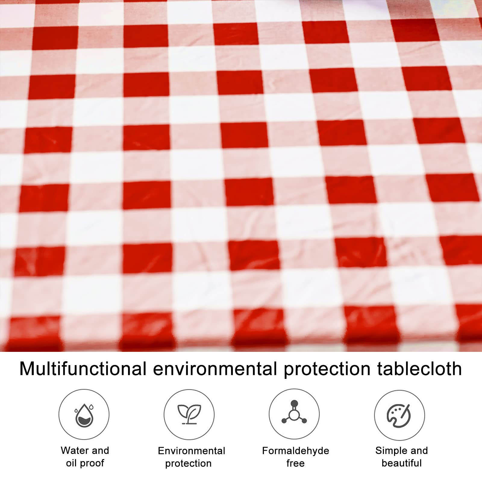 wagude Rectangle Vinyl Camping Picnic Table Cover + Benches 3-pc Set,30x72'' (6-FT) Flannel Backing Elastic Waterproof Wipeable red/White Checkered Plastic Tablecloth for Indoor Outdoor Patio Park