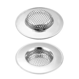 juvielich stainless steel sink strainer-2.95" diameter rim mesh strainer coarse mesh perfect for kitchen sink/bathroom bathtub wash basin floor drain balcony drain hole hair catcher 2pcs