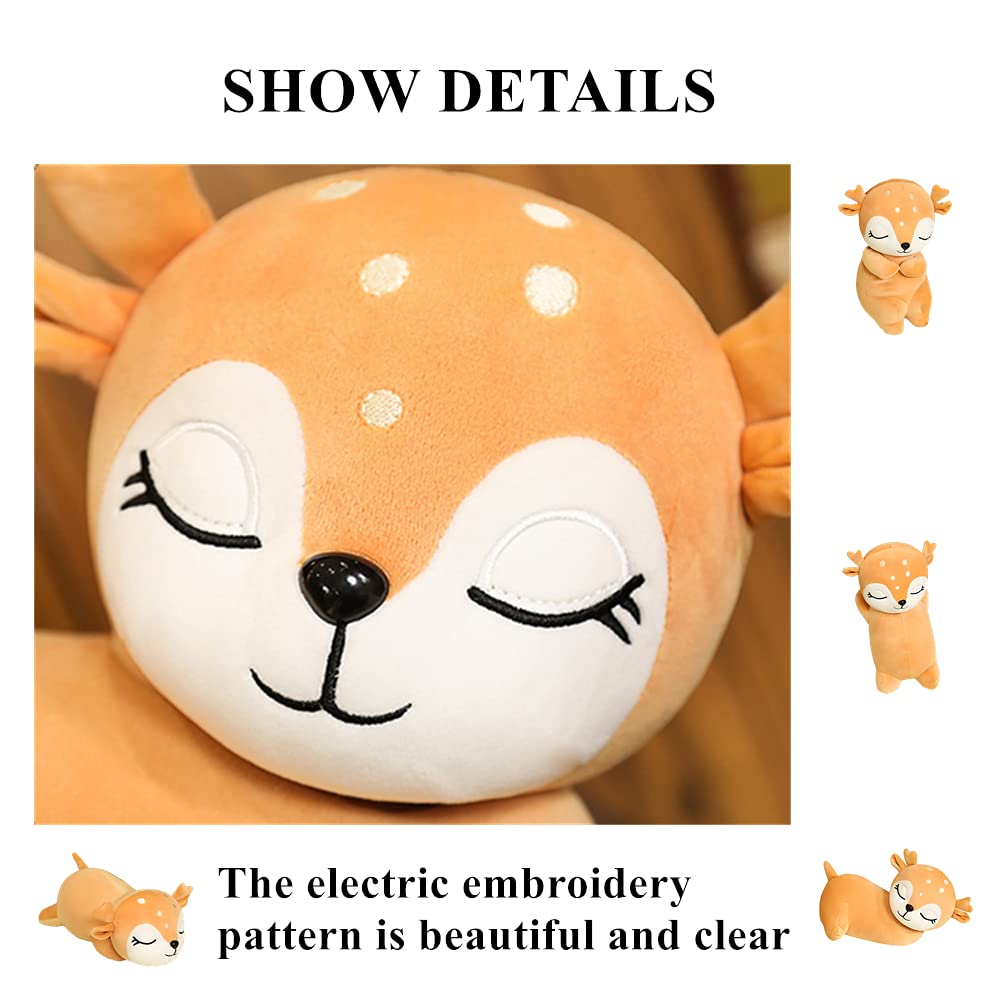 WUZHOU Cute Deer Plush Toys, Soft Reindeer Pillow Toys, Elk Deer Figurine Dolls, Stuffed Animals Plushie Decor, Christmas Birthday Gifts for Kids Girls Boys (Tilting her Head,17.7in)