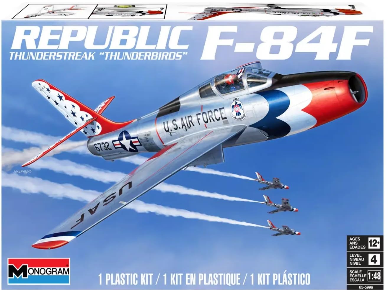 Revell 85-5996 Republic F-84F Thunderstreak Thunderbirds 1:48 Scale 75-Piece Skill Level 4 Model Airplane Building Kit