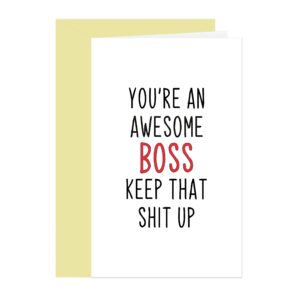 comting cheeky boss' day card, birthday day card for boss, mature greeting card for manager, you're awesome