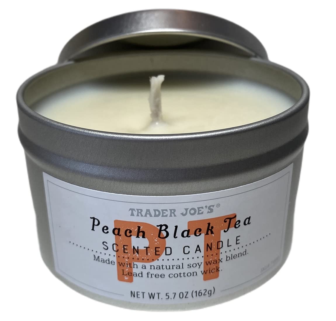 Trader Joe's Peach Black Tea Scented Candle, 5.7 oz (Pack of 2)