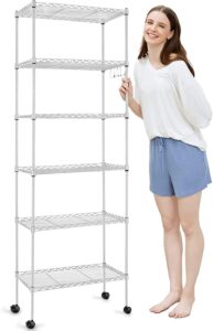 devo shelves for storage, metal storage shelves, pantry shelves, bathroom shelves, height adjustable shelf organizer for kitchen storage, home organization (21" l * 11" w * 63" h)