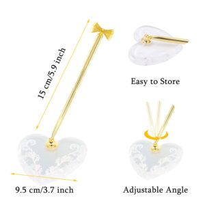 SnowTing Heart Pen Holder Signing Pen Set Guest Book Accessories for Wedding Bridal Engagement Favors Opening Ceremony Graduation Parties Office Acrylic Base with Golden Bow-knot Ballpoint Pen