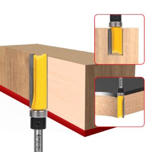 MNA Top Bearing Flush Trimer Bit 4 Pcs Set, Pattern Flush Trim Router Bit Set, 1/4 Inch Shank. Great for Edging, Veneer, or Laminate