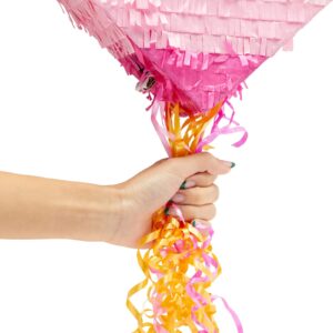 Sparkle and Bash Pink Pull String Heart Pinata for Girls Birthday Party Decorations, Pink and Gold Ombre Design, Small, 16 x 13 x 3 In