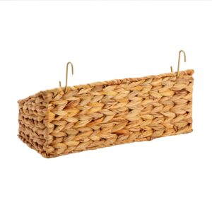 Farmlyn Creek 2 Pack Wall Mounted Hyacinth Storage Baskets with Hooks for Laundry Room, Nursery (15 x 6 x 6 Inches)