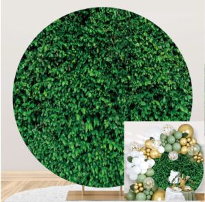 leowefowa greenery round backdrop cover green leaves round backdrop 7.2ft grass backdrop wall circle backdrop stand cover safari baby shower bridal shower wedding anniversary party supplies photo prop