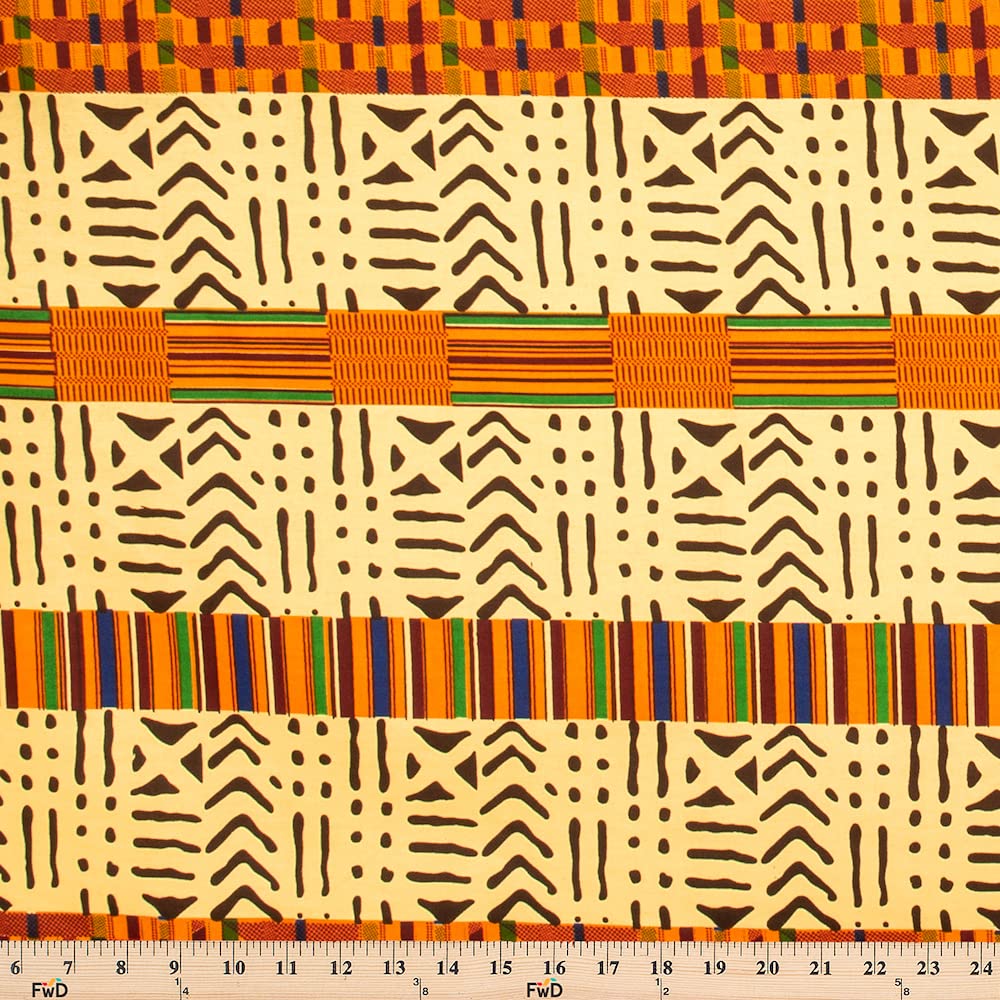 Kente African Print Fabric (19009-1) 100% Cotton 44'' Wide Sold by The Yard